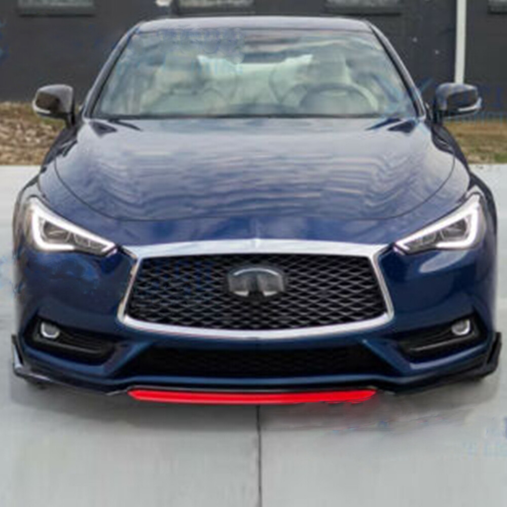 Carbon&Red Look Front Bumper Lip Spoiler+ Strut Rods For infiniti Q50 ...