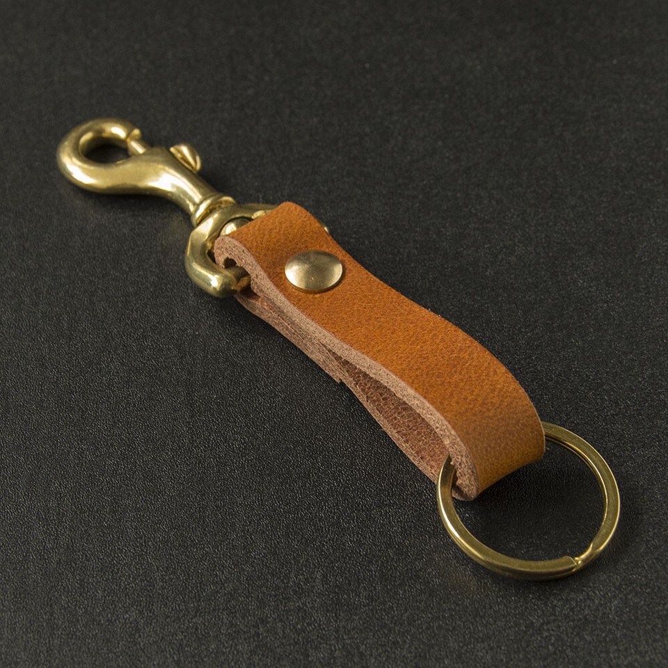 Key Fob Leather Belt Loop Key Holder Brass Snap Hook Key Ring | eBay