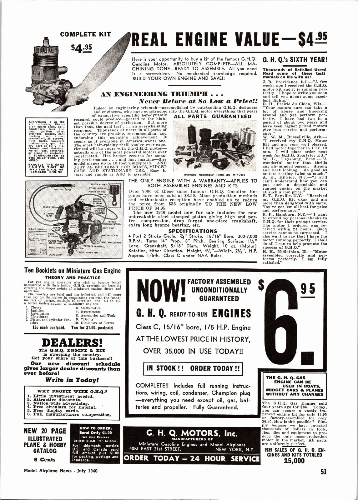 GHQ Engine Robotaire 1940 Airplane RC Print Ad Ephemera Wall Art Decor ...