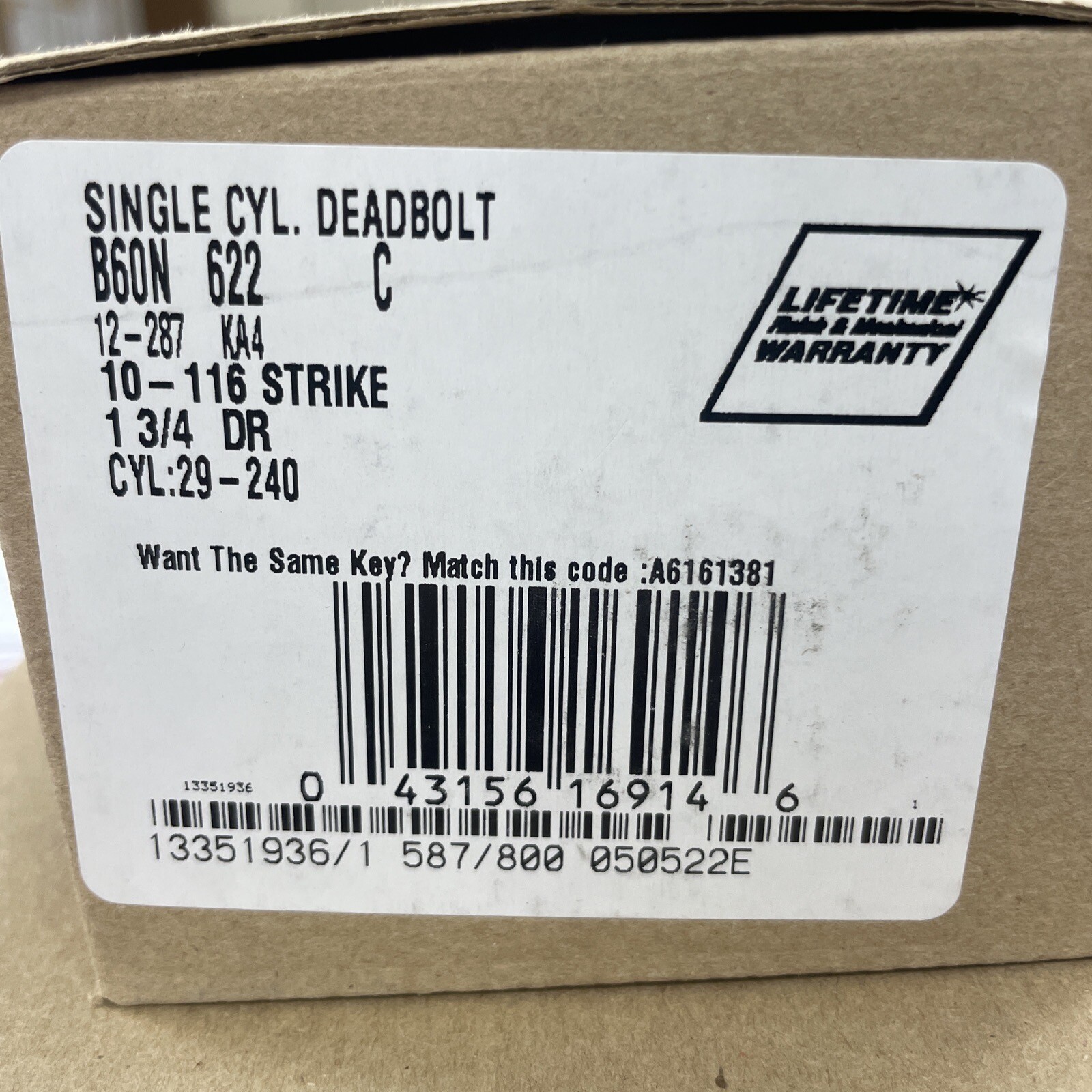 Schlage B60N 622 C Matte Black Deadbolt NEW 43156169146| eBay