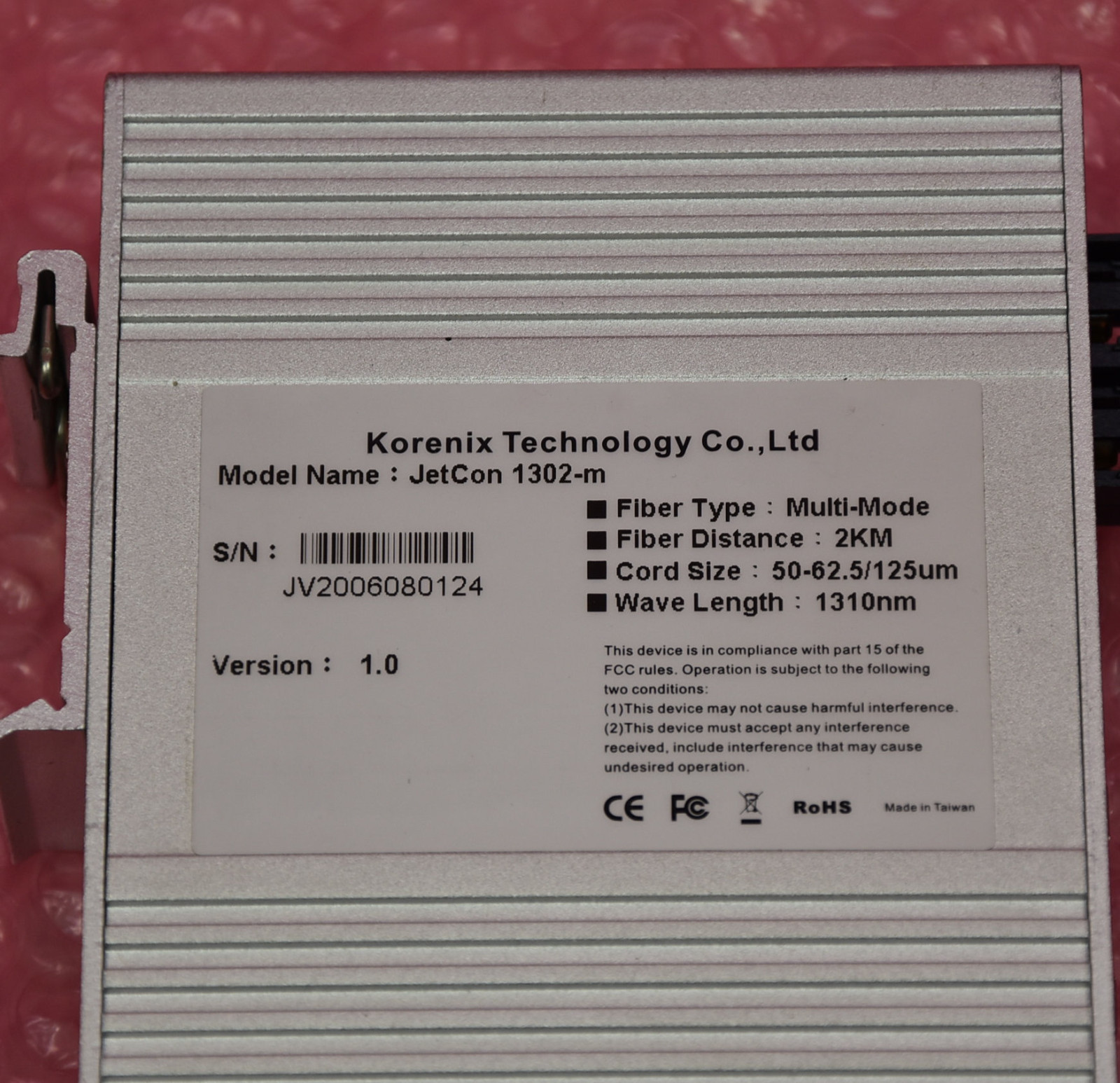 Korenix JetCon1302 Converter Typ: JetCon 1302-m Fast ind. Ethernet auf ...