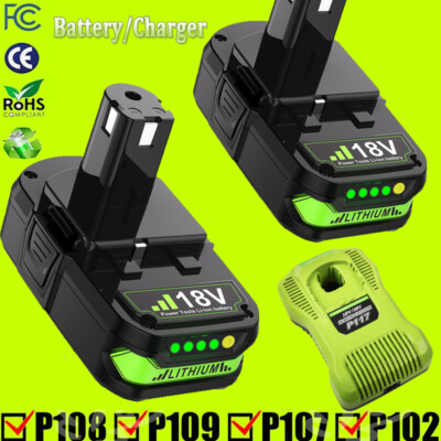 For RYOBI P108 One Plus P107 P109 Battery 18 Volt Lithium-Ion Cordless ...