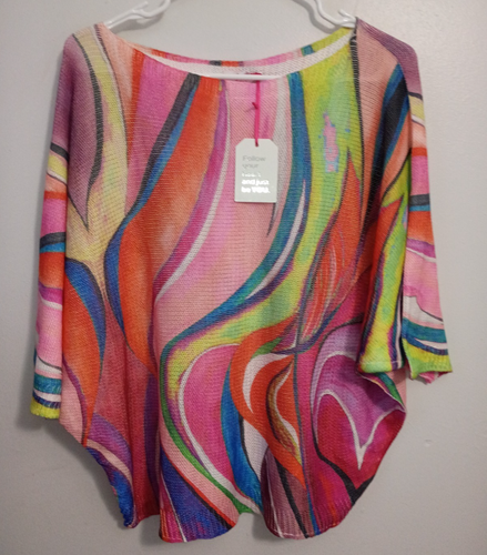 Yolly Italy Size L Pullover Knit Multicolor Dolman Sleeve Sweater Top ...