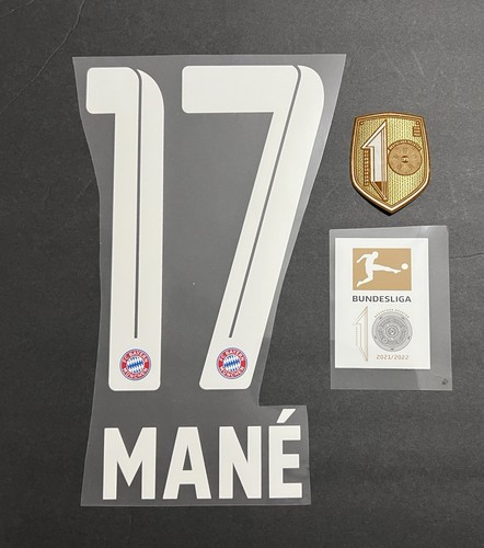 Mané #17 Bayern Munich Bundesliga 2022/23 Name & Number Heat Press Set ...
