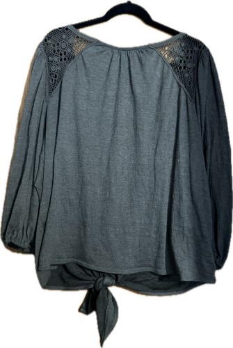 Max Studio Shirt Womens Plus 3X Green Tie Front Lace V-neck Relaxed ...