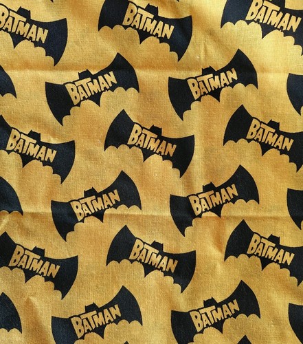 Vintage DC Comics Batman Craft Fabric Yellow And Black Bat 2005 50"X 44 ...