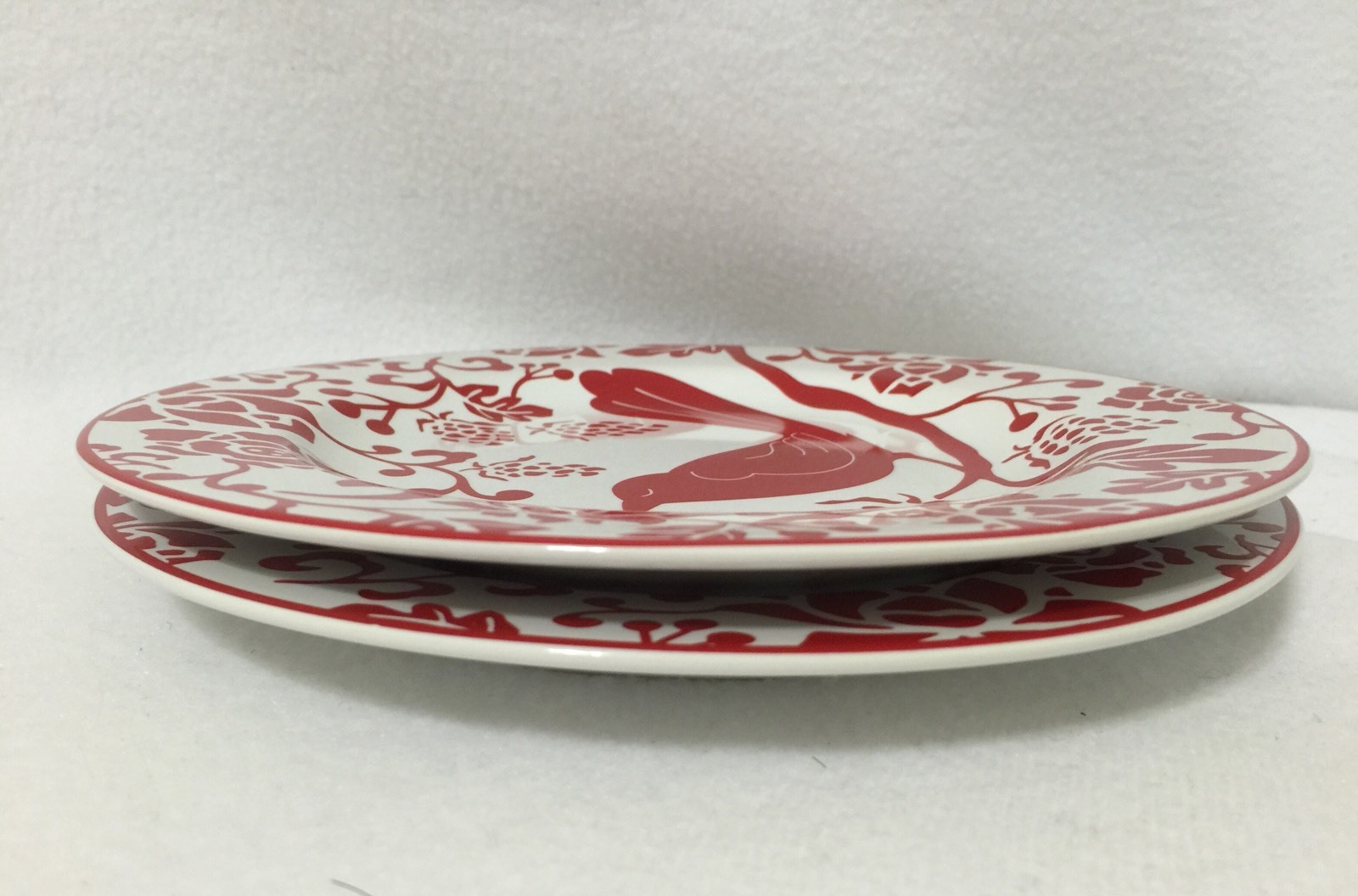 Red Bird Plates by Pier 1 Dessert/Salad 8 1/4" Red Flowers Stoneware ...