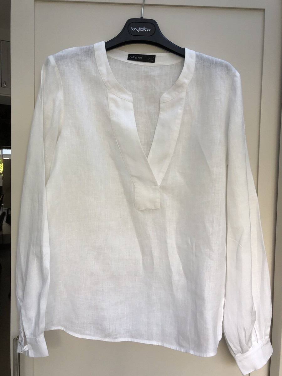 White Linen Blouses White 100% Linen Long Sleeve Shirt | Gap