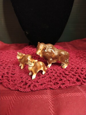 Vintage Bone China Miniature Buffalo 3 Set Figurines 1960 Japan | eBay