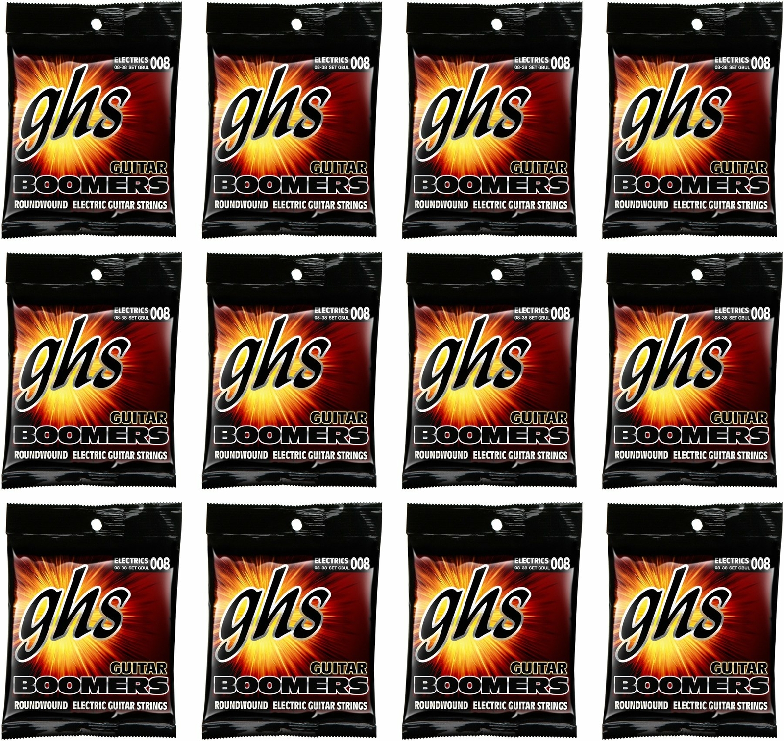 12 Sets GHS Boomers Electric Guitar Strings 8-38 Ultra Light GBUL | eBay