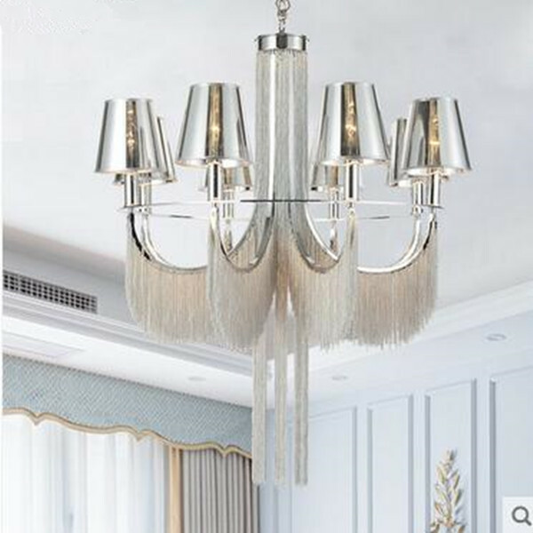 modern light luxury led tassel shade living room villa ceiling ...