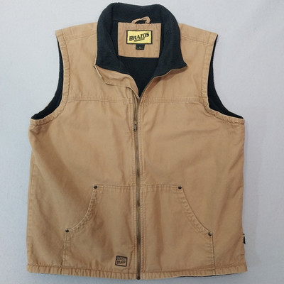 Brazos Work Force Gate Keeper Sherpa Lined Canvas Vest Size Large Brown ...