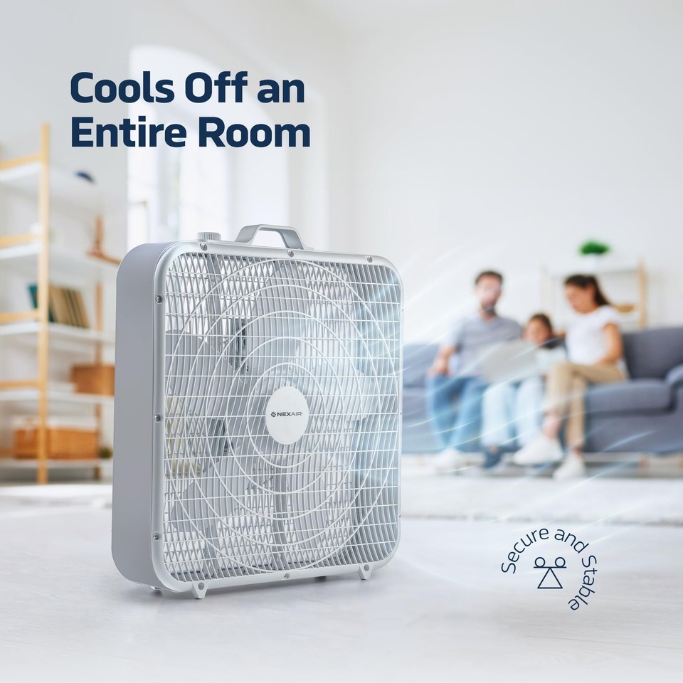 20" Floor Box Fan 3 Speed, Box fan 20 inch with powerful 5 Blades Quiet ...