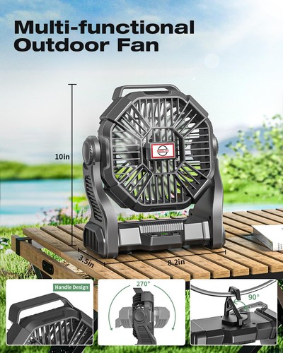 Rechargeable Camping Fan Cordless Battery Powered Outdoor Fans LED ...