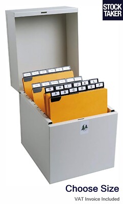 Record/Index/Revision Card Storage Metal Filing Box Grey - Select Size ...