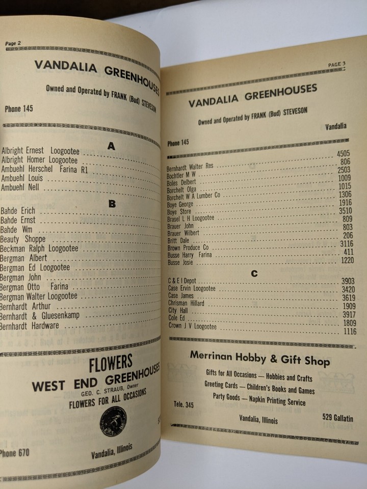 1954 St. Peter, IL Telephone Directory Ford IH John Deere Chevrolet ...