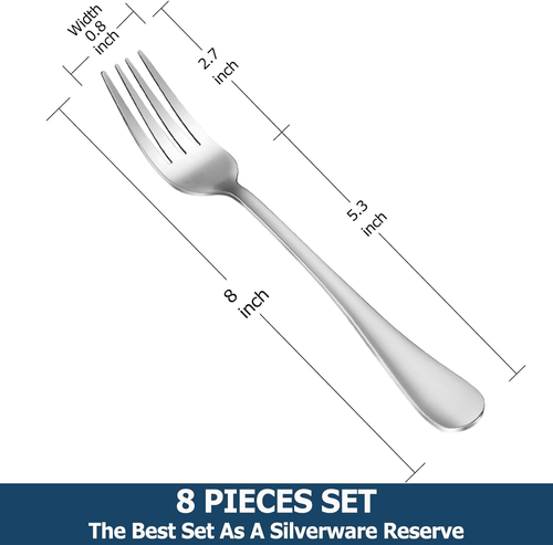 8 Pieces Dinner Forks Set, Food-Grade Stainless Steel Forks, Silverware ...