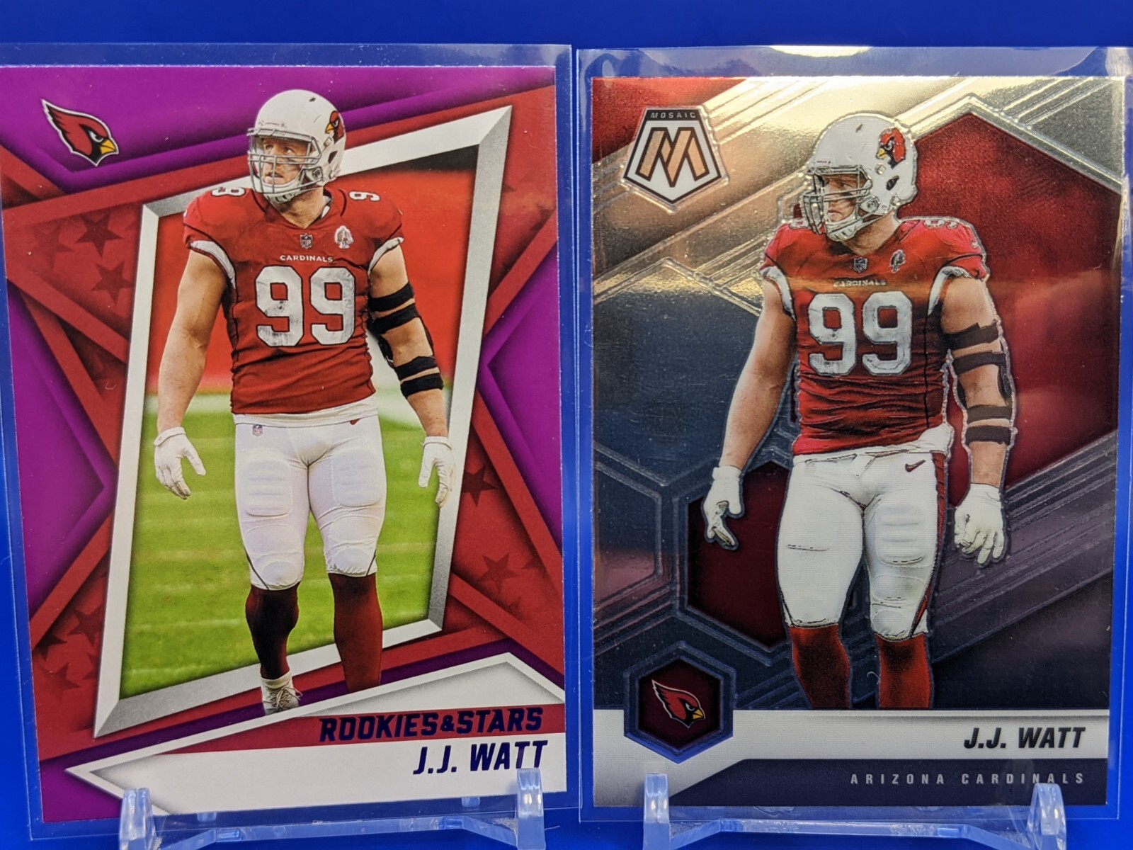 J.J. Watt 2 Card Lot 2021 Panini Mosaic +Rookies & Stars Purple SP ...