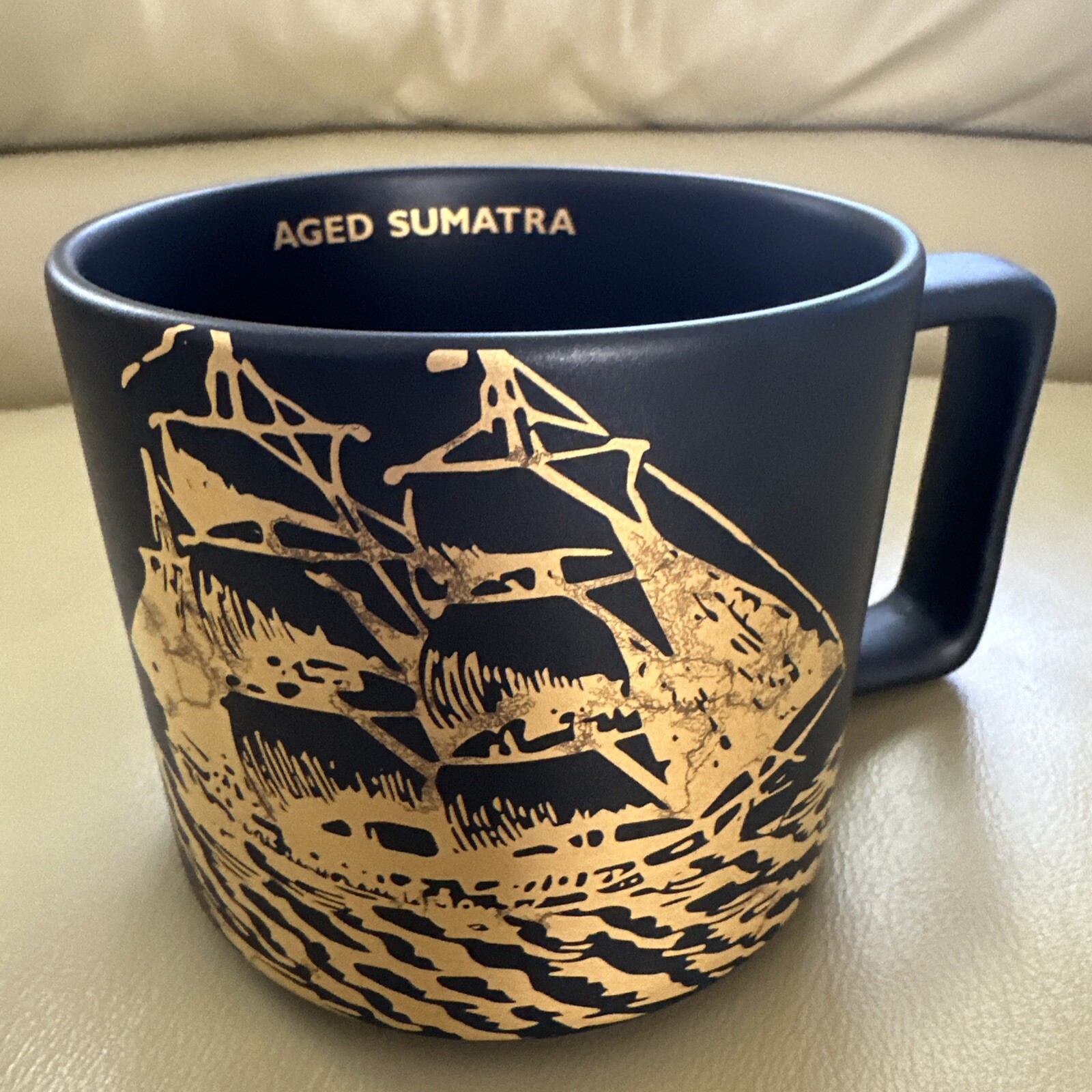 Starbucks „Aged Sumatra“ Gold Sailing Ship ~14oz ~Black Pirate 2016 Mug ...
