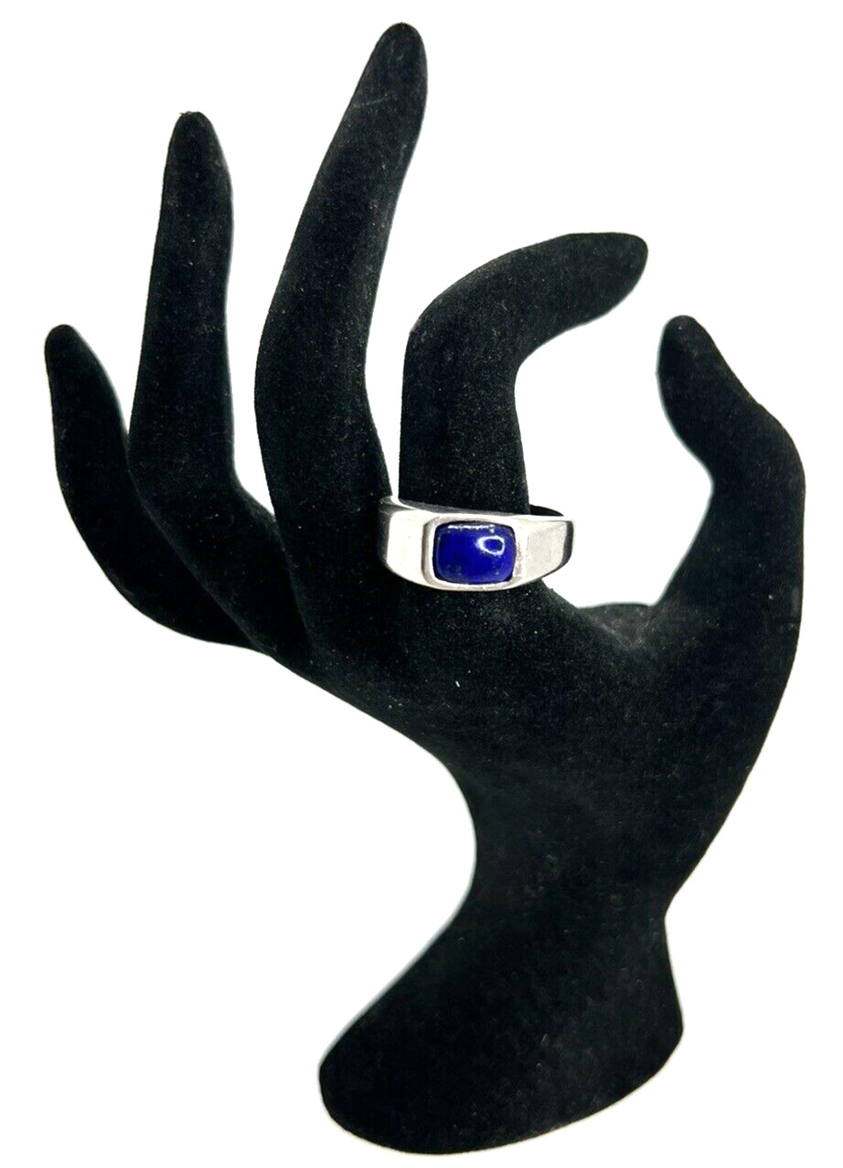 TJC Solid Sterling Silver Lapis Lazuli Ring Size 12.5 - Gem