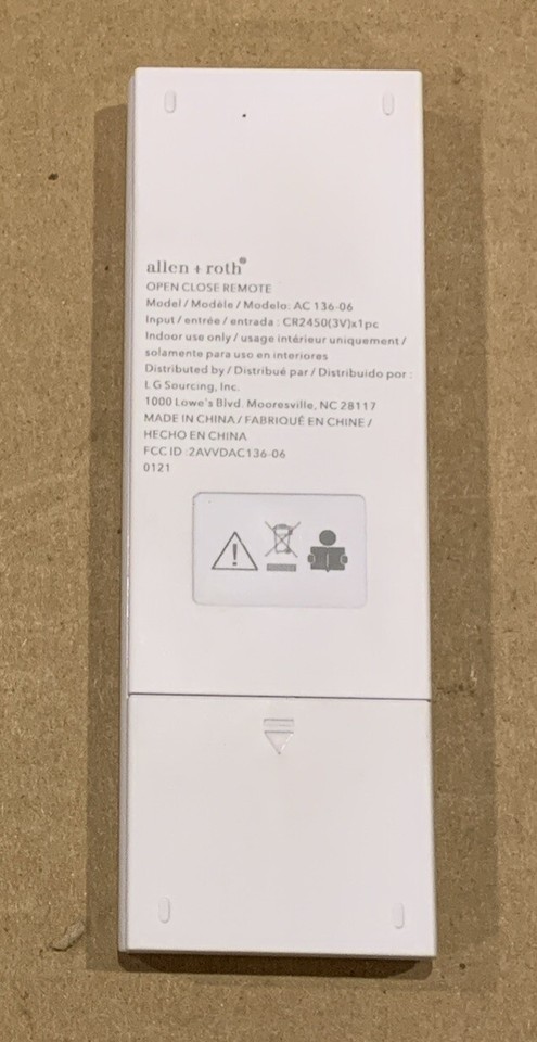 Remote Control for Allen + Roth Motorized Shade AC136-06 | eBay