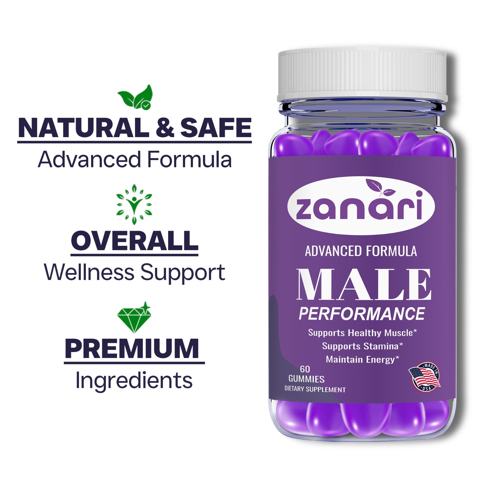 (1 Pack) Zanari Gummies - Premium Male Health Support, Formulated for ...