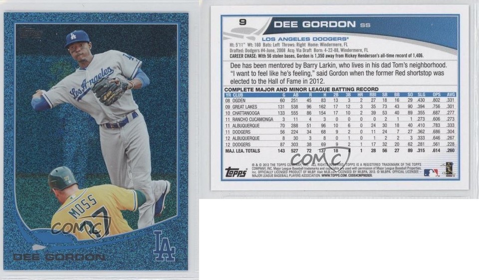 2013 Topps Wrapper Redemption Blue Slate Dee Gordon #9 1g8 | eBay