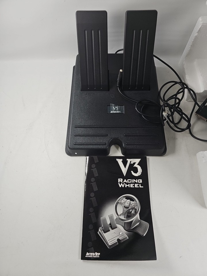InterAct V3 Racing Steering Wheel & Pedals for PC DOS/Windows Gaming ...