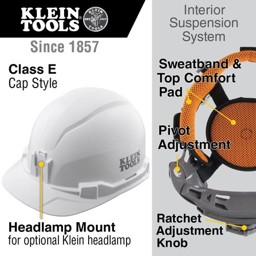 Klein Tools Hard Hat, Non-Vented Cap Style 92644605352| eBay