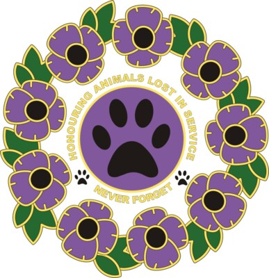 Remembrance Sunday Purple Poppy and Wreath Car Sticker - Animals at War ...
