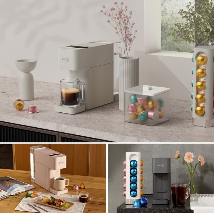 Kanu Barista Coffee Machine 900ml Cream white Pastel pink Castle Gray ...