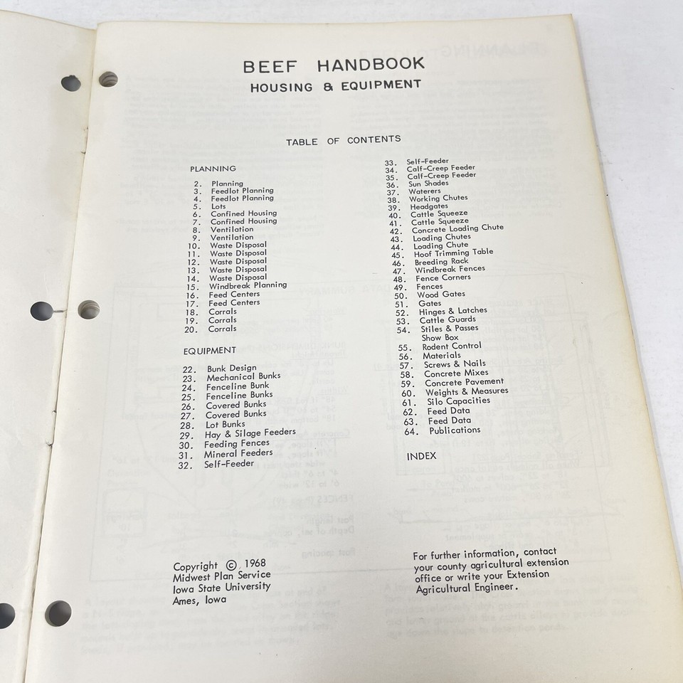 Beef Handbook Housing and Equipment 1968 Feeders Blueprint Corrals ...