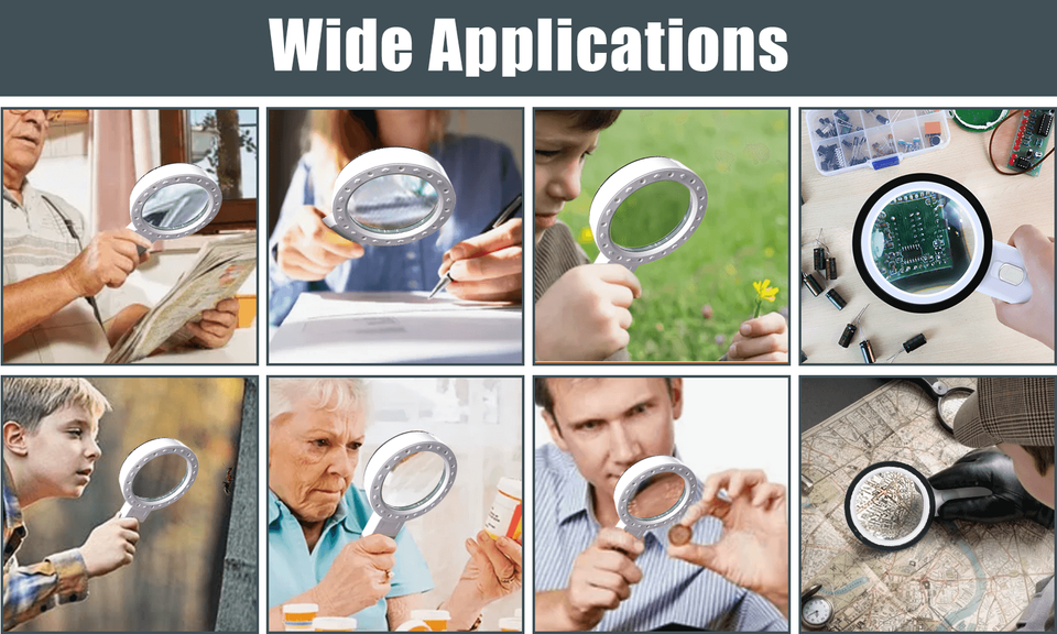 Magnifying Glass 30X Handheld 12 LED Light Magnifier for Reading ...