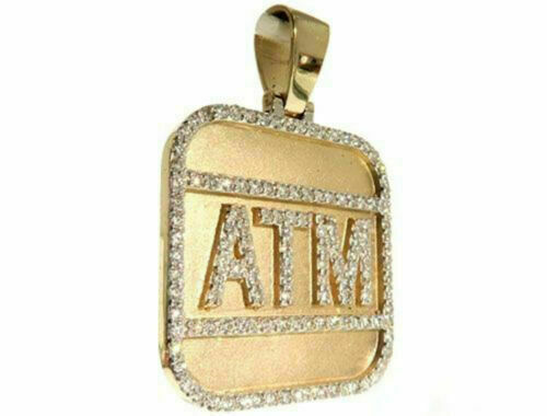 2.10 Ct Round Simulated Diamond ATM Pendant Free Pendant 14K Yellow ...