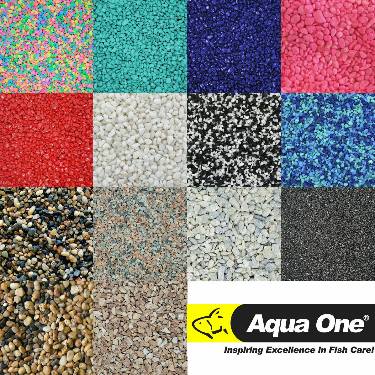 Aqua One Aquarium Fish Tank Natural River Stones & Coloured Gravel Sand ...