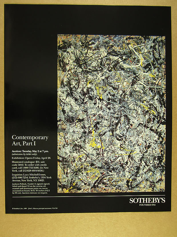 1989 Jackson Pollock Number 8 painting Sotheby's vintage print Ad | eBay