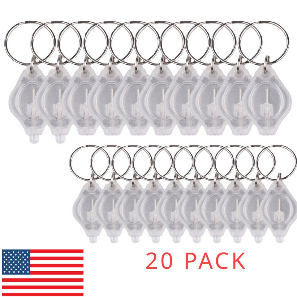 20 PACK Mini LED Keychain Flashlight Key Ring Light Bright Torch ...