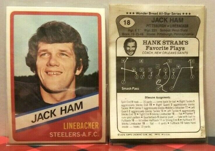 1976 Topps Wonder Bread All-Stars #18 - Jack Ham - HOF - Pittsburgh ...