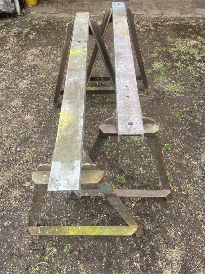 Set Of Two Metal Working Trestles Length 1480mm X Height 840mm X 760mm ...