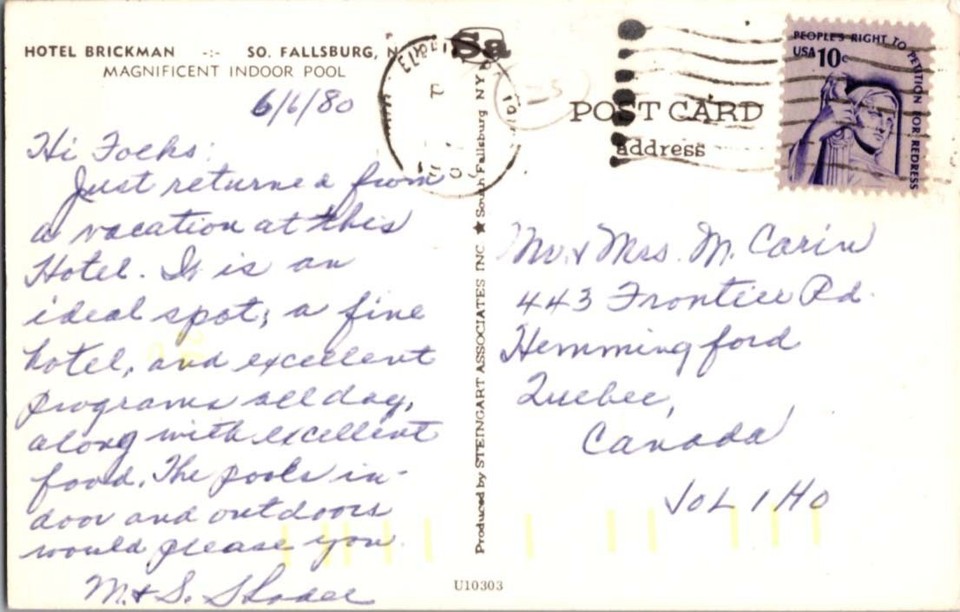 Pre-1980 POOL AT BRICKMAN HOTEL South Fallsburg New York NY j/31 BB9584 ...