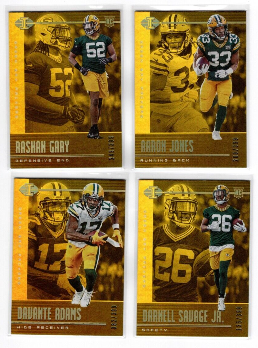 🧀2019 Illusions GREEN BAY PACKERS Gold Team Set #/399 Gary/Adams/Savage ...