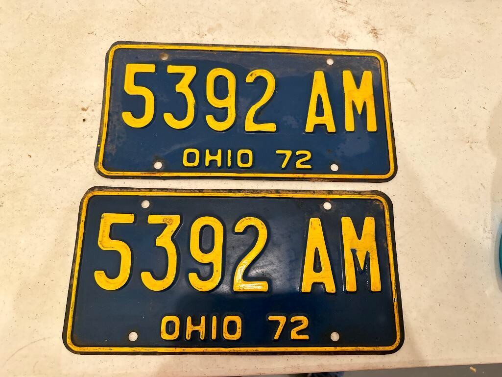1972 Set Of State Of Ohio License Plate | eBay