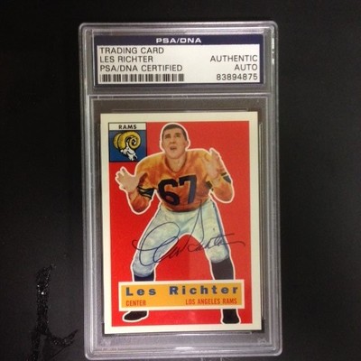 Les Richter Signed 1956 Topps Archives Reprint Card Autographed LA Rams ...