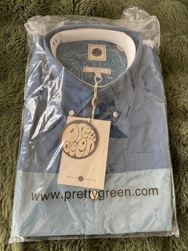 Brand New Medium Slim Fit Pretty Green Short Sleeve Shirt - C/w Bag ...