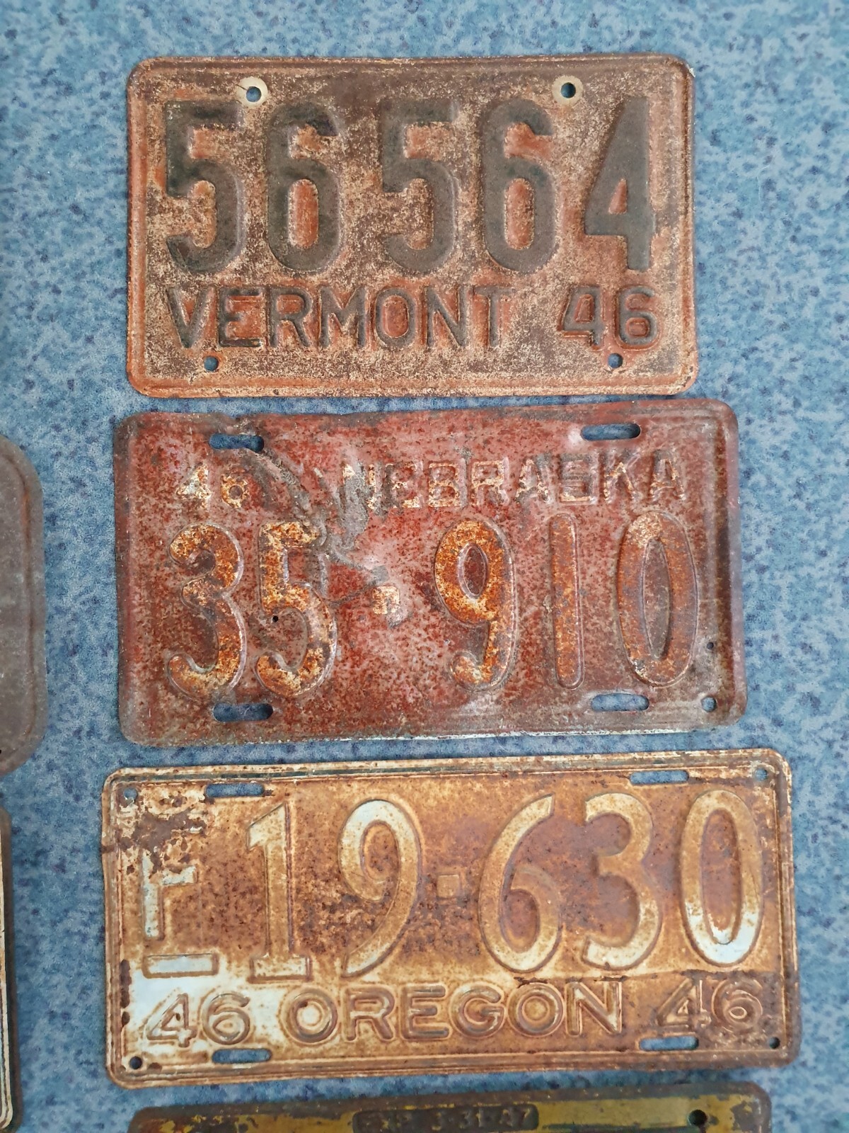 Collection of vintage American 1940's car licence plates Oregon Georgia ...