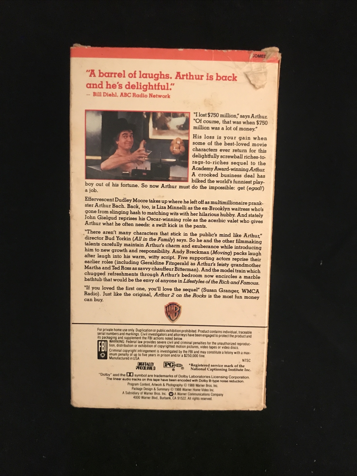 Arthur 2 - On the Rocks VHS Dudley Moore, Liza Minnelli, John Gielgud ...