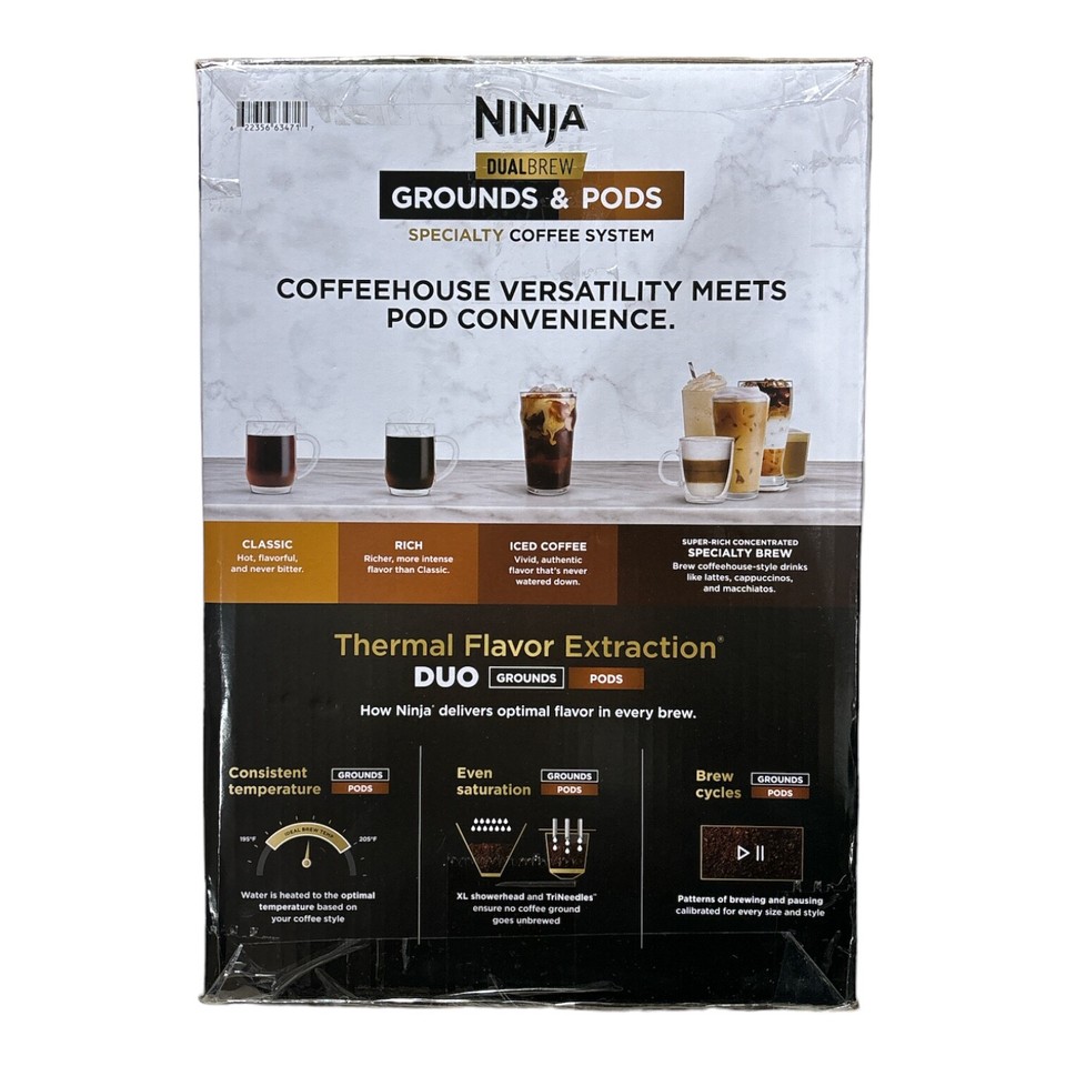 Ninja Dual Brew Grounds & Pods Specialty Coffee System w/ Frother ...