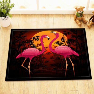 Flamingo Bath Mat Modern Art Boho Soft Flannel Bath Rugs for Bathroom ...