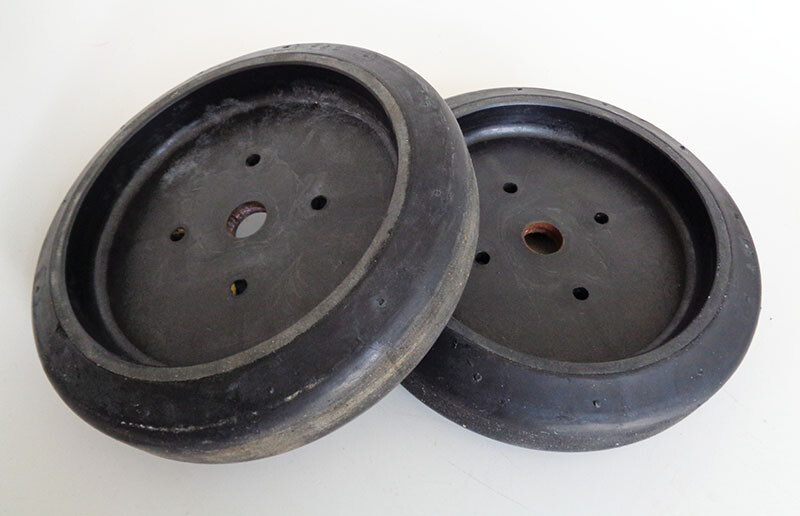 (2) 8" WHEELS, OEM, TENNANT 5500 WALK BEHIND SCRUBBERS, 613026 or ...