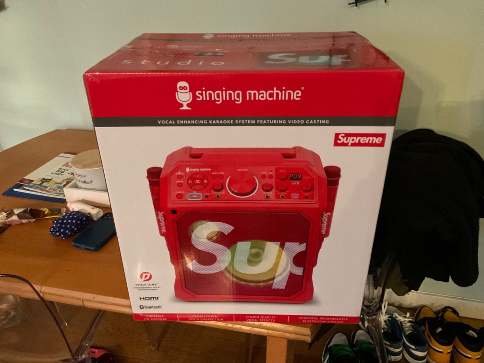 Supreme Red Singing Machine with 2 mics karaoke system new still in box ...